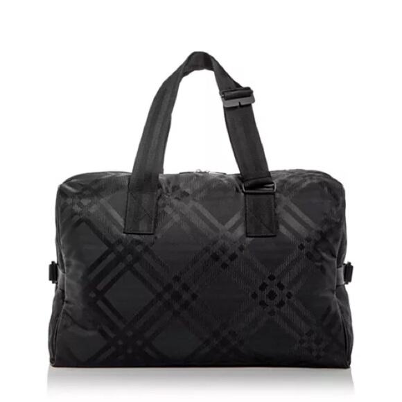 Burberry | Bags | Burberry Black Check Jacquard Weekender Duffle Bag ...